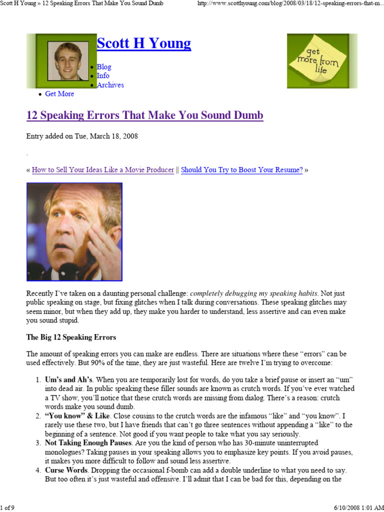 12 Speaking Errors That Make You Sound Dumb | PDF | Communication
