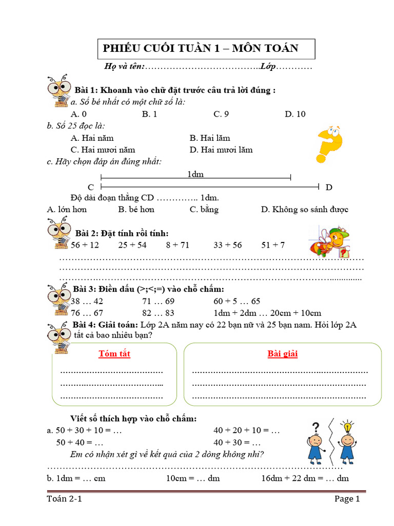 Phieu Bai Tap Cuoi Tuan Lop 2 Mon Toan Sach Canh Dieu Pdf