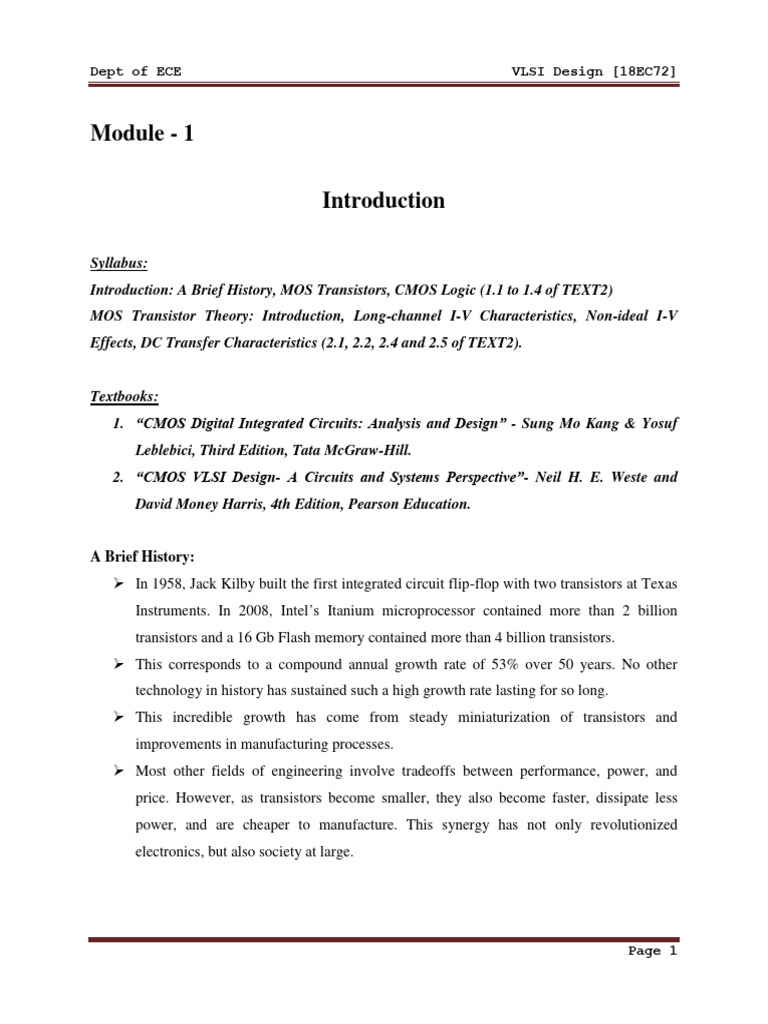 VLSI Design Module - 1 | PDF | Field Effect Transistor | Mosfet