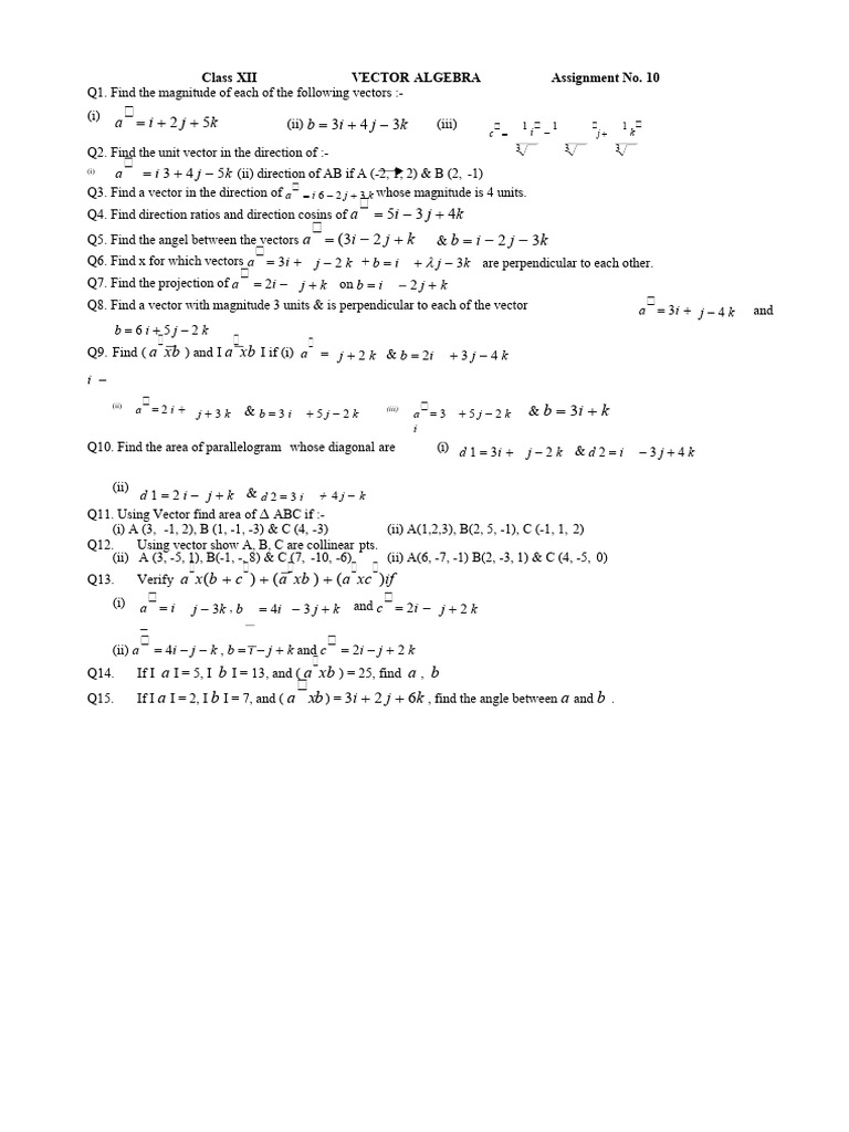 CBSE Class 12 Mathematics Worksheet | PDF | Euclidean Vector | Space
