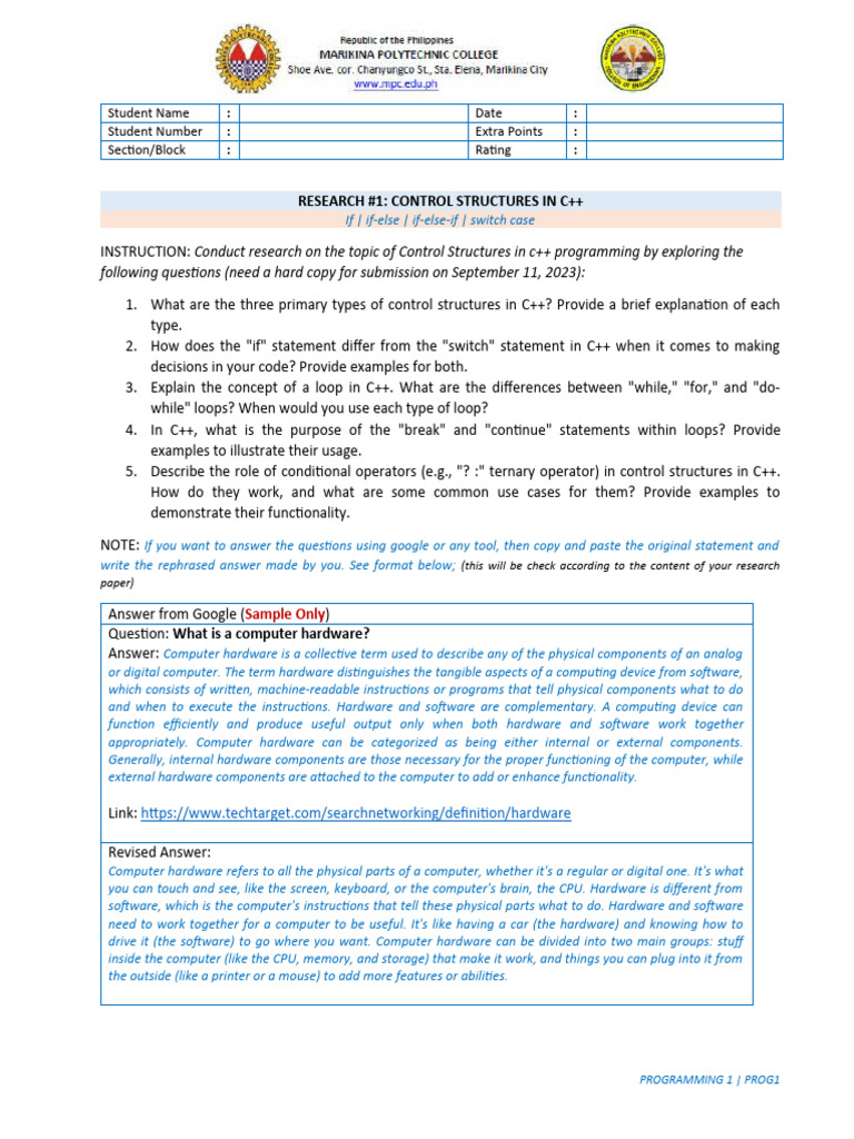 R1 Control Structures in C | PDF | Computer Hardware | Software