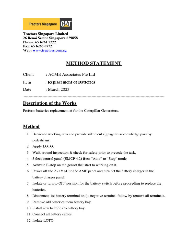 MOS - Replacement of Batteries | PDF