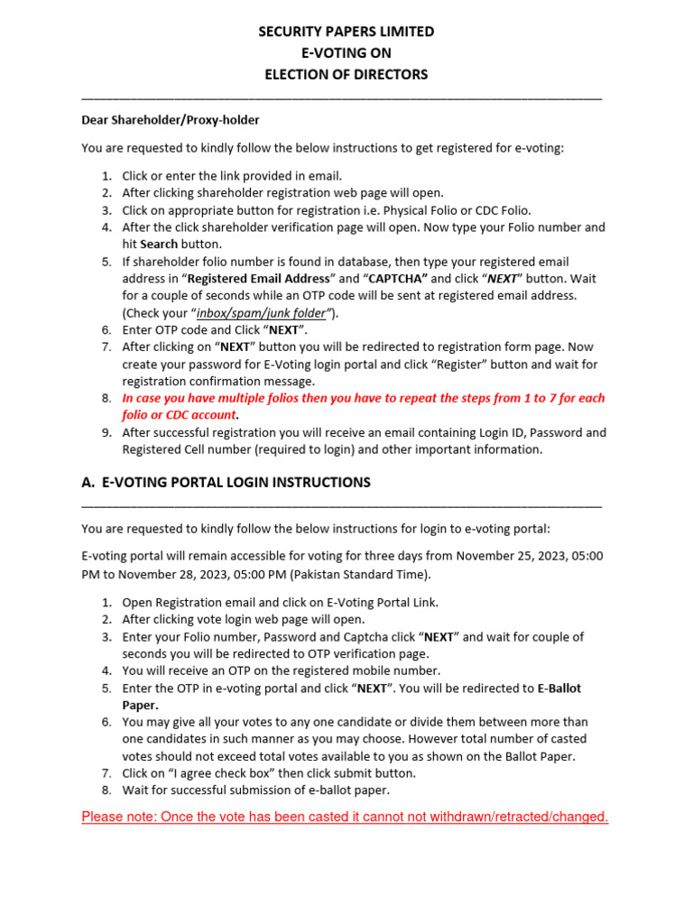 Evoting Instructions | PDF | Electronic Voting | Login