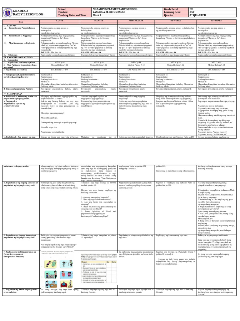 DLL Esp Q3 Week1 | PDF