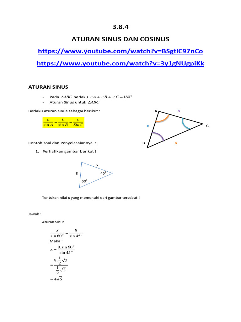 3.8.4 Aturan Sinus Dan Cosinus | PDF