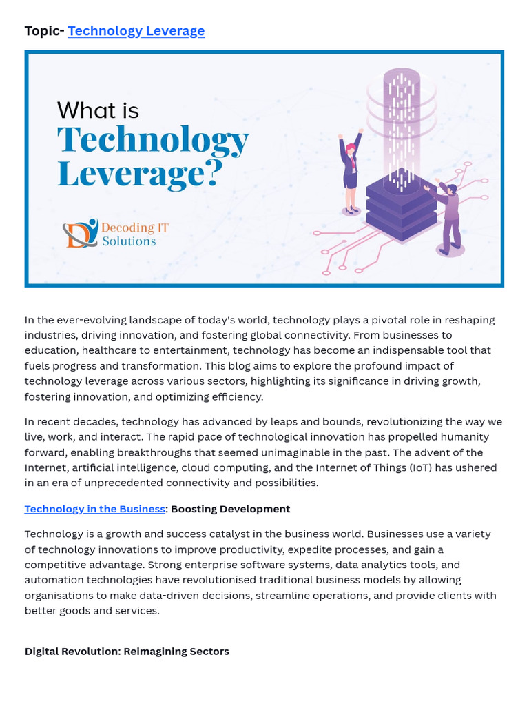 Topic - Technology Leverage | PDF | Artificial Intelligence | Intelligence (AI) & Semantics