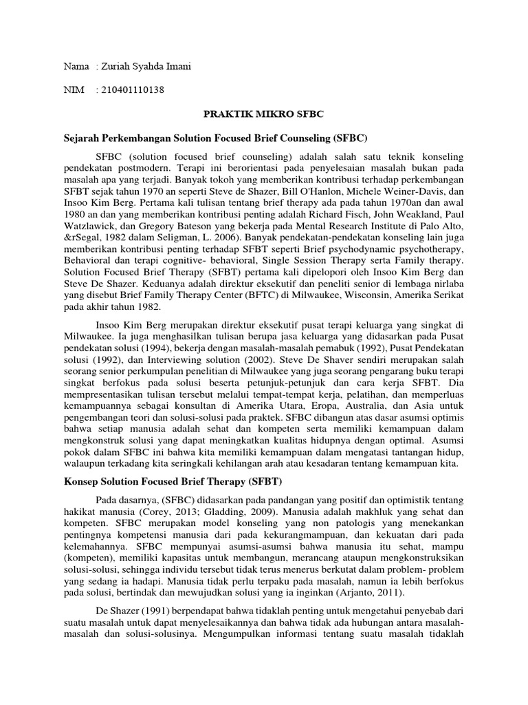 Zuriah Syahda Imani - SFBC | PDF