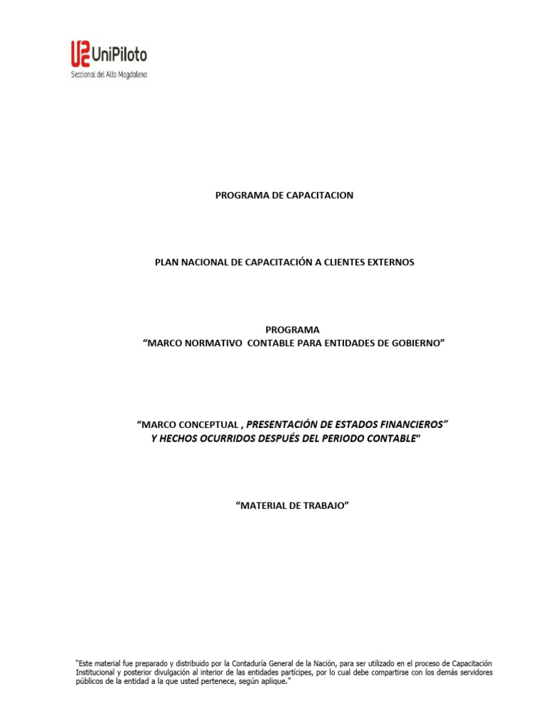 Taller Marco Conceptual, Eeff y Hechos Ocurr Desp Del Per Contable | PDF | Contabilidad | Estado ...