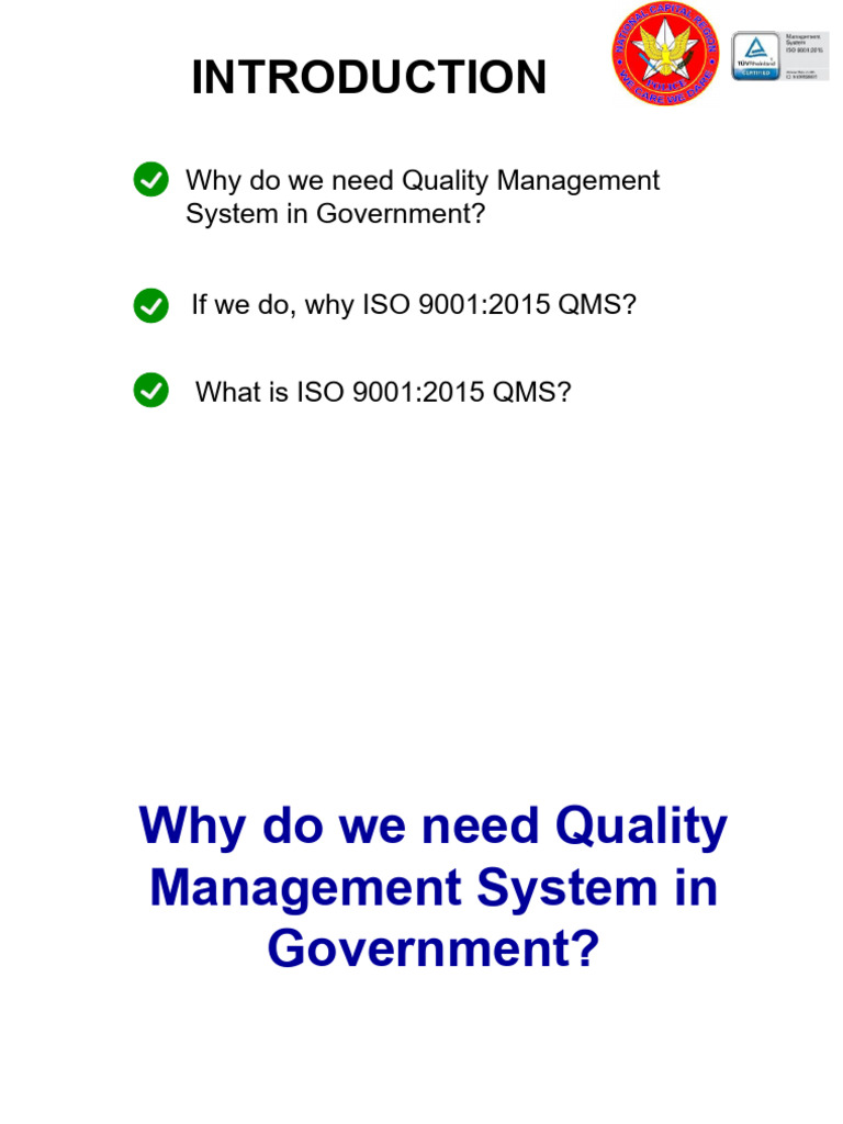 Mod1 - Intro To QMS | PDF | Iso 9000 | Quality Management System