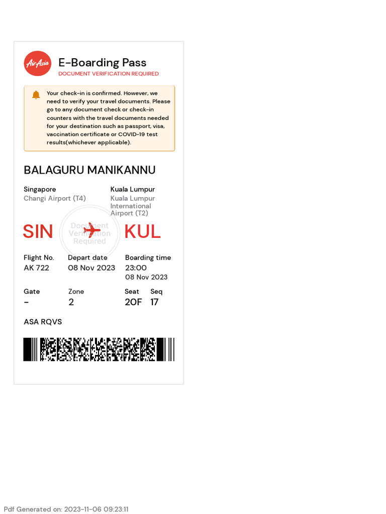 E-Boarding Pass and Document Check | PDF