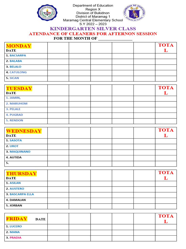 Cleaners Attendance | PDF