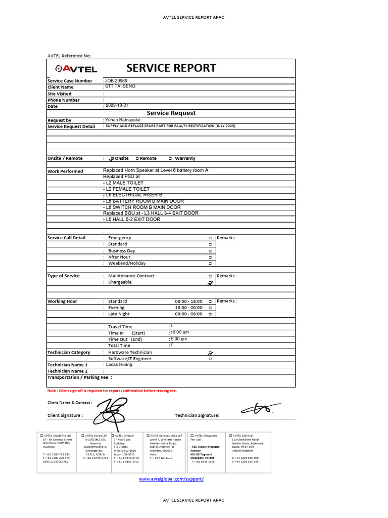 Avtel Service Report Apac 2021 08 - 11 - 2023 07 - 02 - 34 | PDF