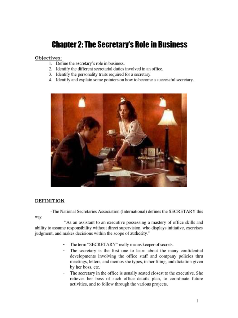 Chapter 2 - The Secretary's Role in Business | PDF | Secretary | Lawyer