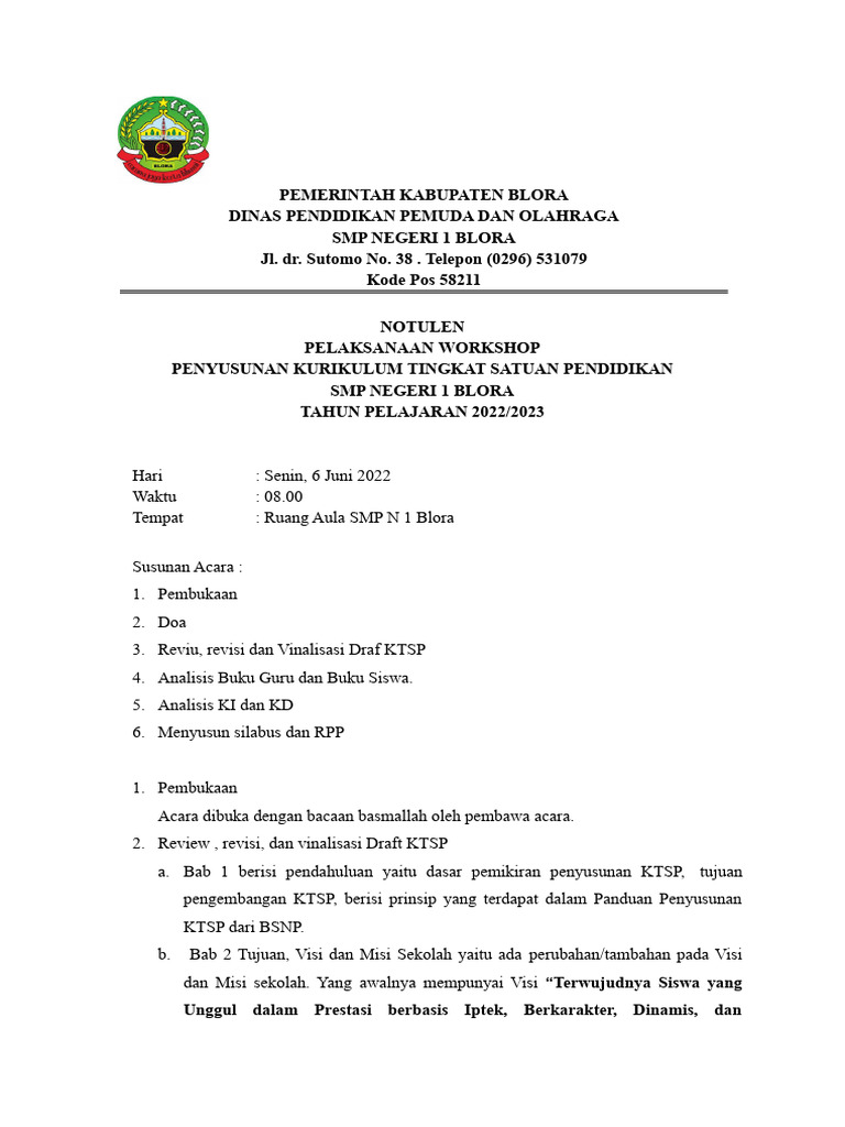 Notulen Workshop | PDF