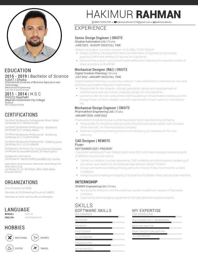 Hakimur Rahman, Resume | PDF | Computer Aided Design | Engineering