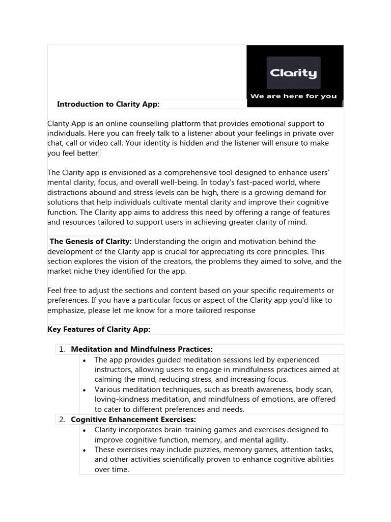 Introduction To Clarity App | PDF | Mindfulness | Mental Health
