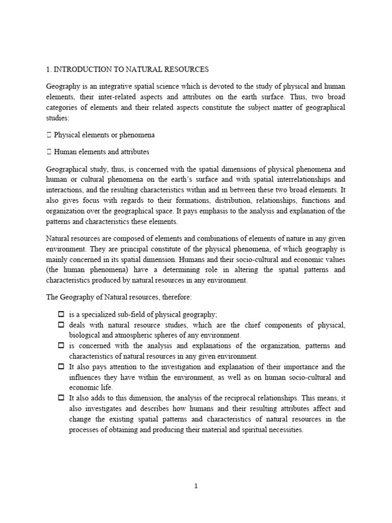 Geography of Natural Resources Development | PDF | Erosion | Biodiversity