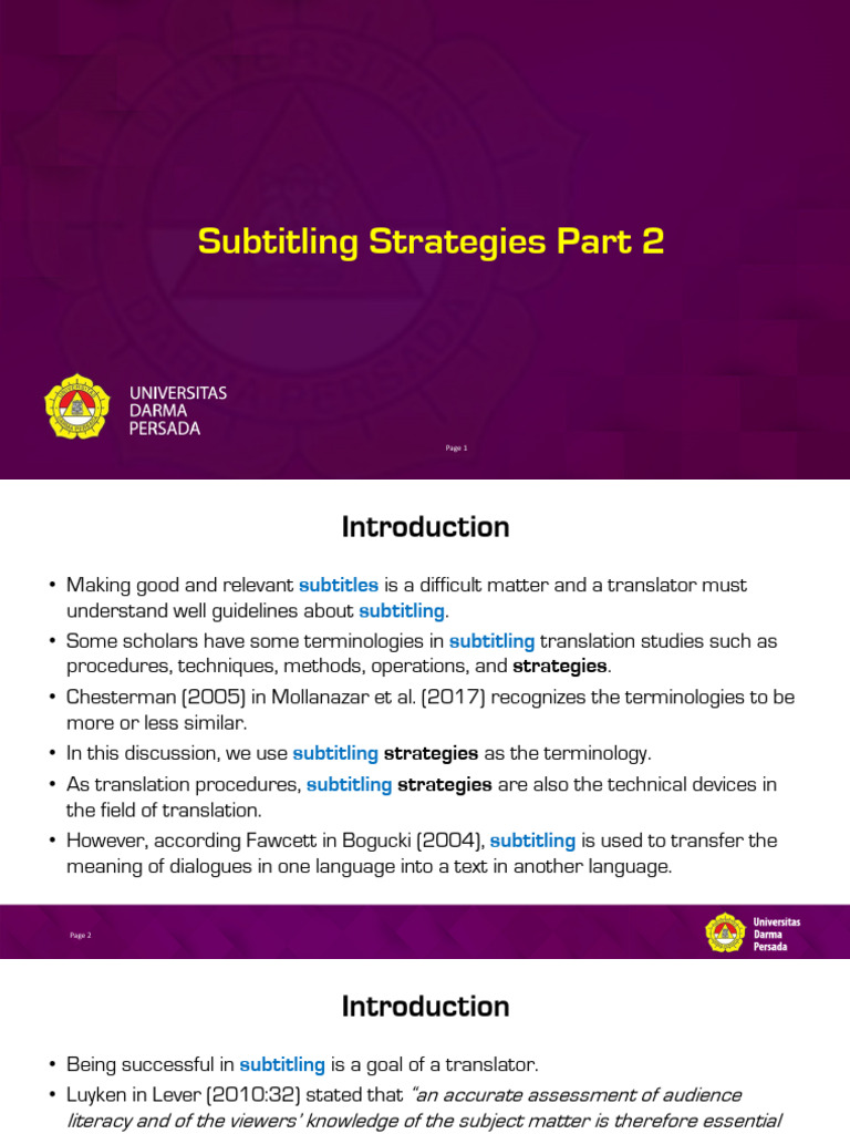 Subtitling Strategies Part 2 | PDF | Translations | Cognitive Science