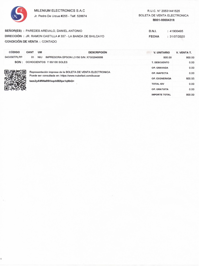 Boleta Impresora | PDF