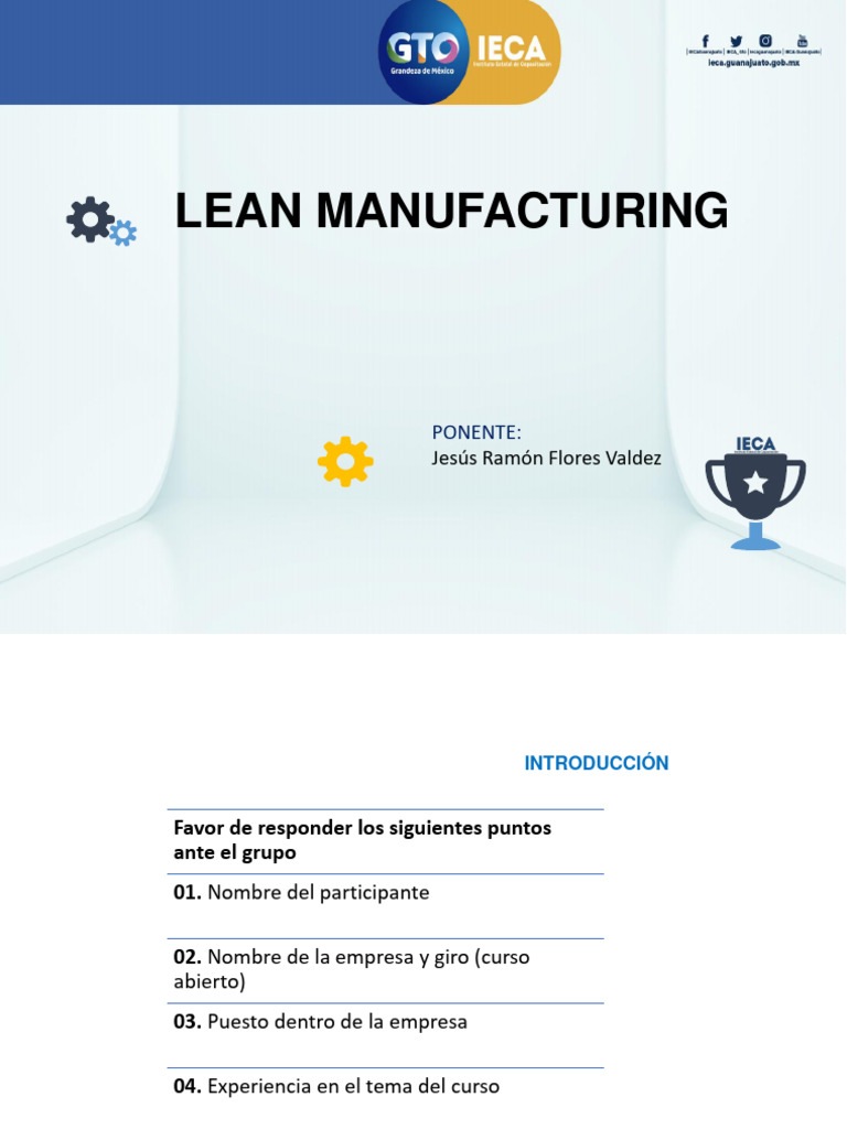 Lean Manufacturing 001 Part 1 Ieca 2023 | Descargar gratis PDF | Lean Manufacturing | Procesos ...