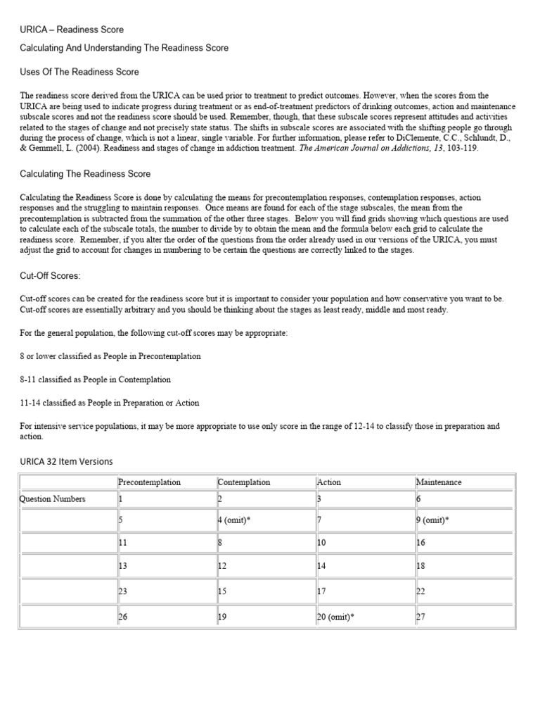 URICA Test | PDF | Applied Mathematics