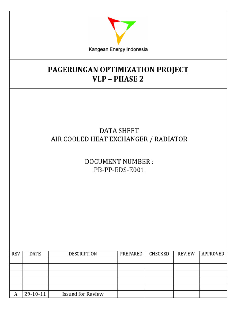 Data Sheet Air Cooled Heat Exchanger | PDF | Heat Exchanger | Radiator