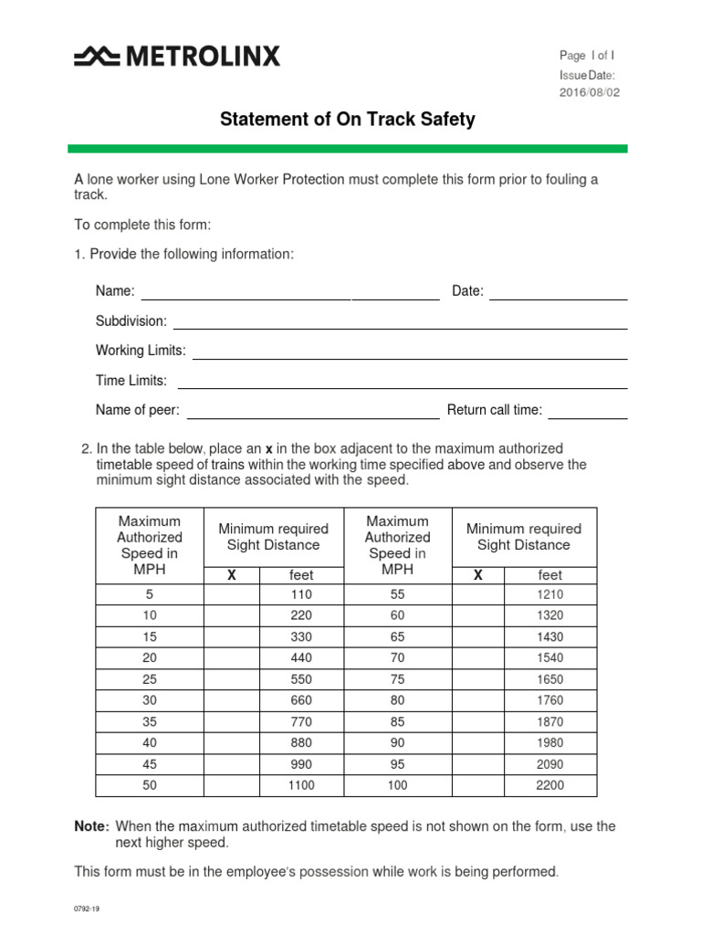 Statement of On Track Safety | PDF