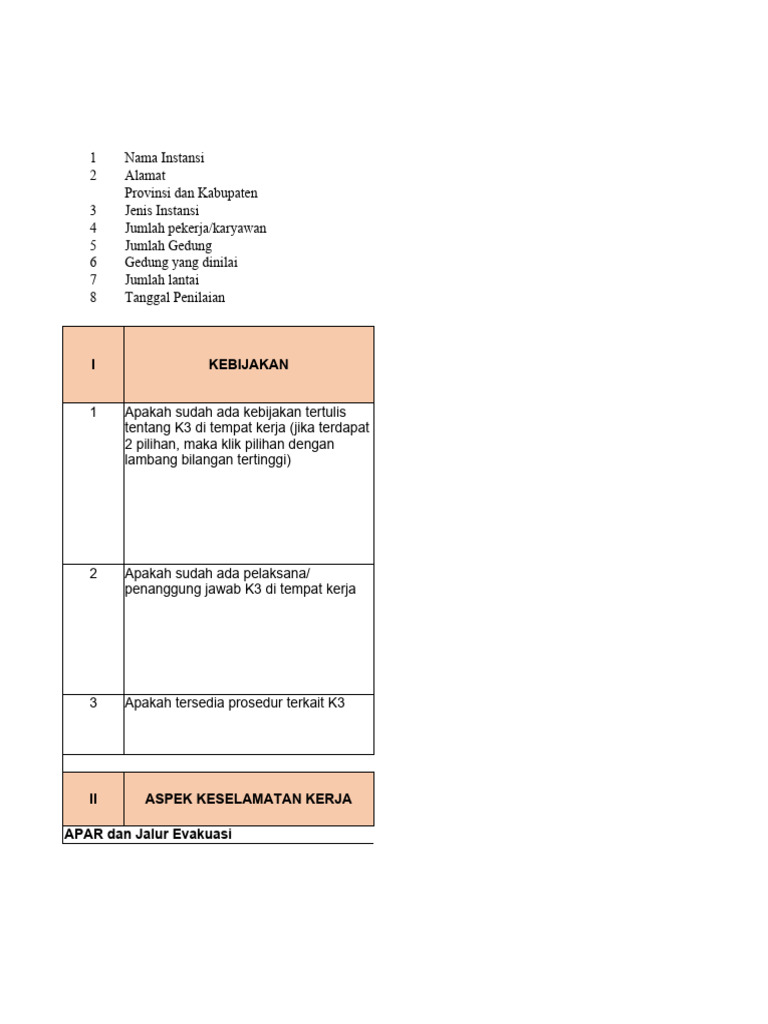 Checklist K3 Pasar 2024 | PDF