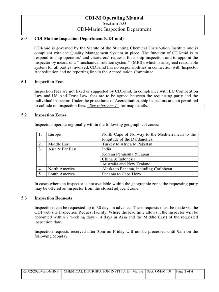 CDI Marine - Marine Inspection Department 10th Edition | PDF | Finance & Money Management