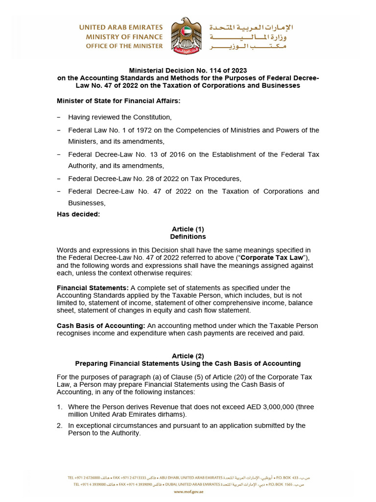 Ministerial-Decision-No.-114-of-2023-on-the-Accounting-Standards-and-Methods-for-Corporate-Tax ...