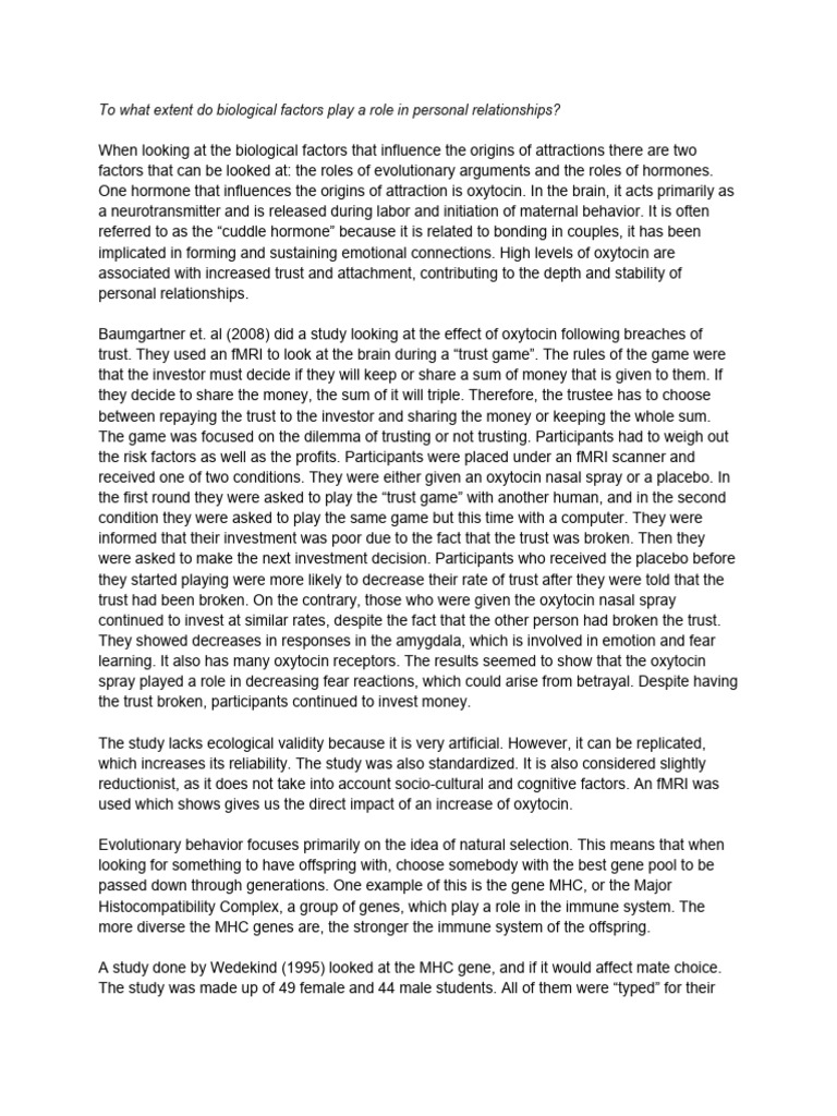 To What Extent Do Biological Factors Play A Role in Personal ...