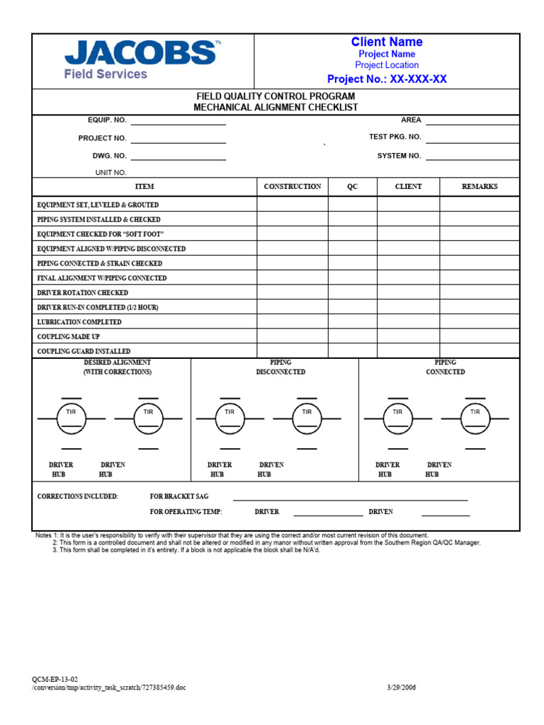 Mechanichal Alignement Check List | PDF | Computing