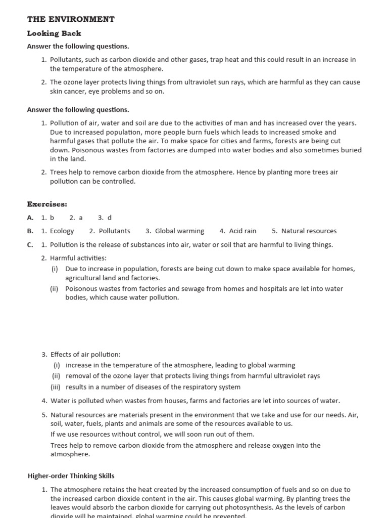 Cbse Class 5 Our Environment Question Answer | PDF | Atmosphere Of ...