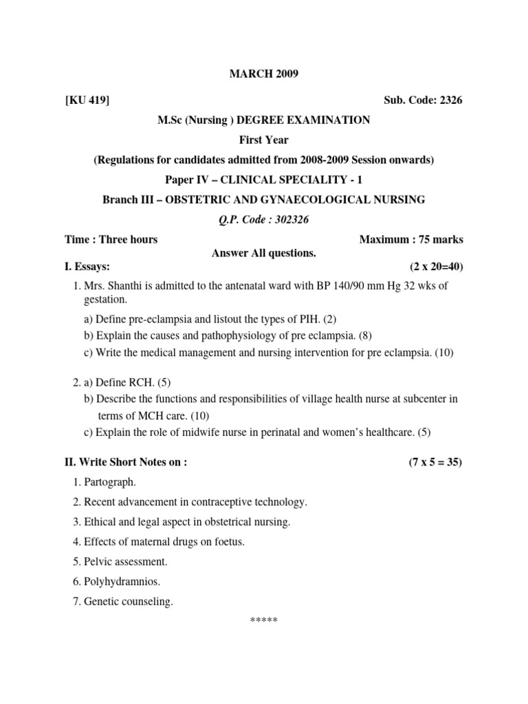 Q.P. Code: 302326 | PDF | Childbirth | Obstetrics