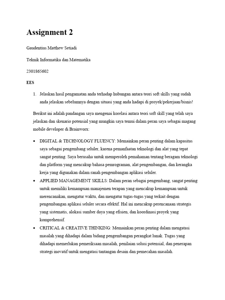 Assignment Month 2 EES 2301865602 | PDF | Seni