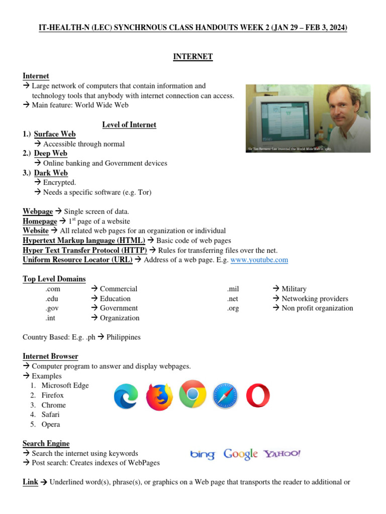 Week 2 Handouts IT-Health-N | PDF | World Wide Web | Internet & Web