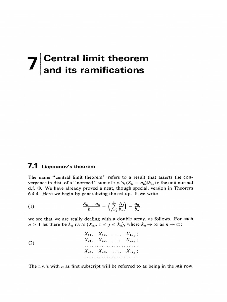 7 Central Limit Theorem and Its Ramificat 1974 A Course in Probability The | PDF | Limit ...