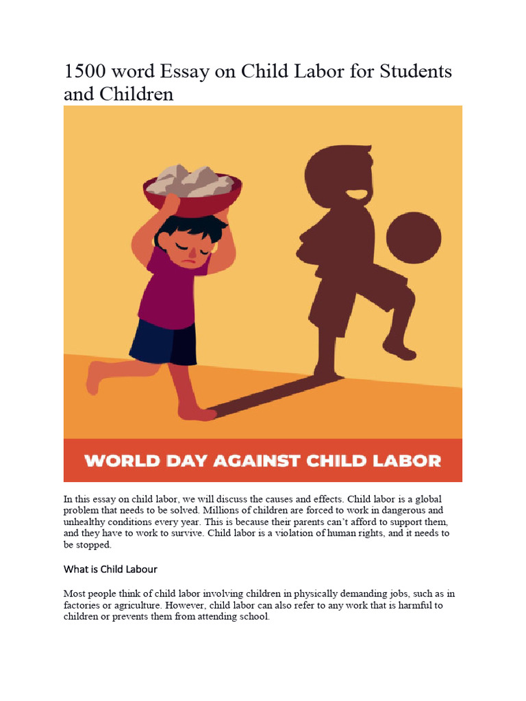 Essay On Child Labour | Download Free PDF | Child Labour | Labour Economics