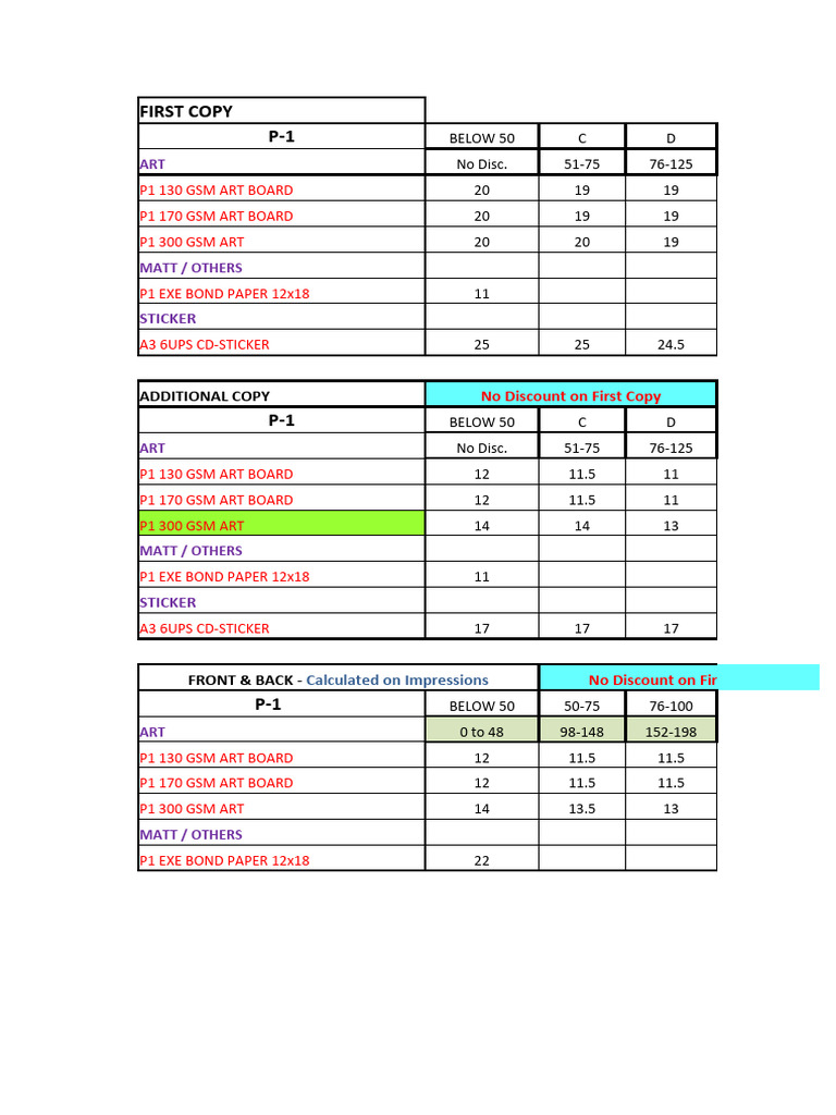 2023 Photocopy and Printing Rates | PDF | Paper | Printing