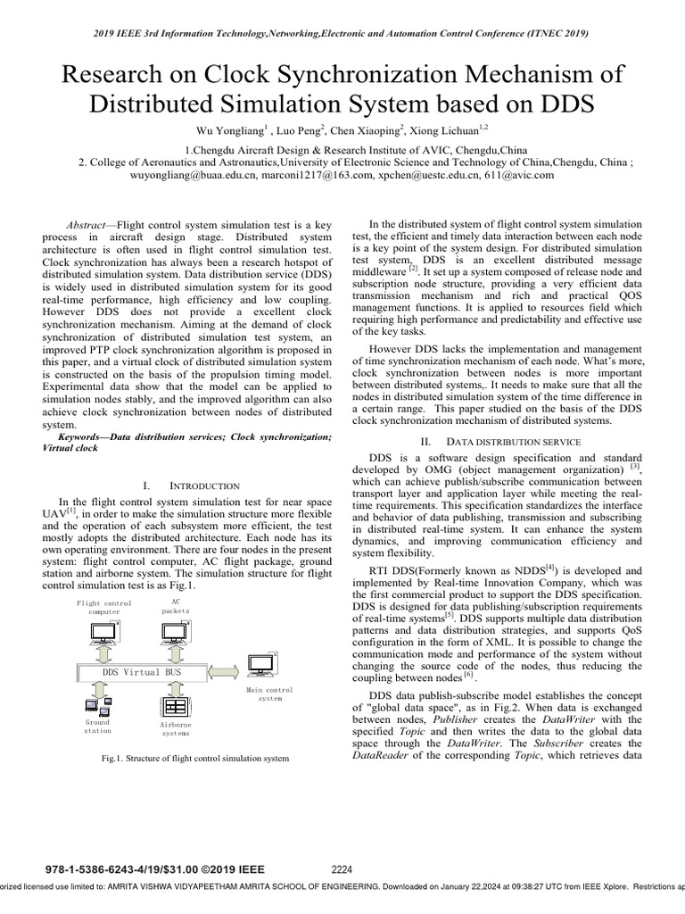 Research On Clock Synchronization Mechanism of Distributed Simulation System Based On DDS | PDF ...