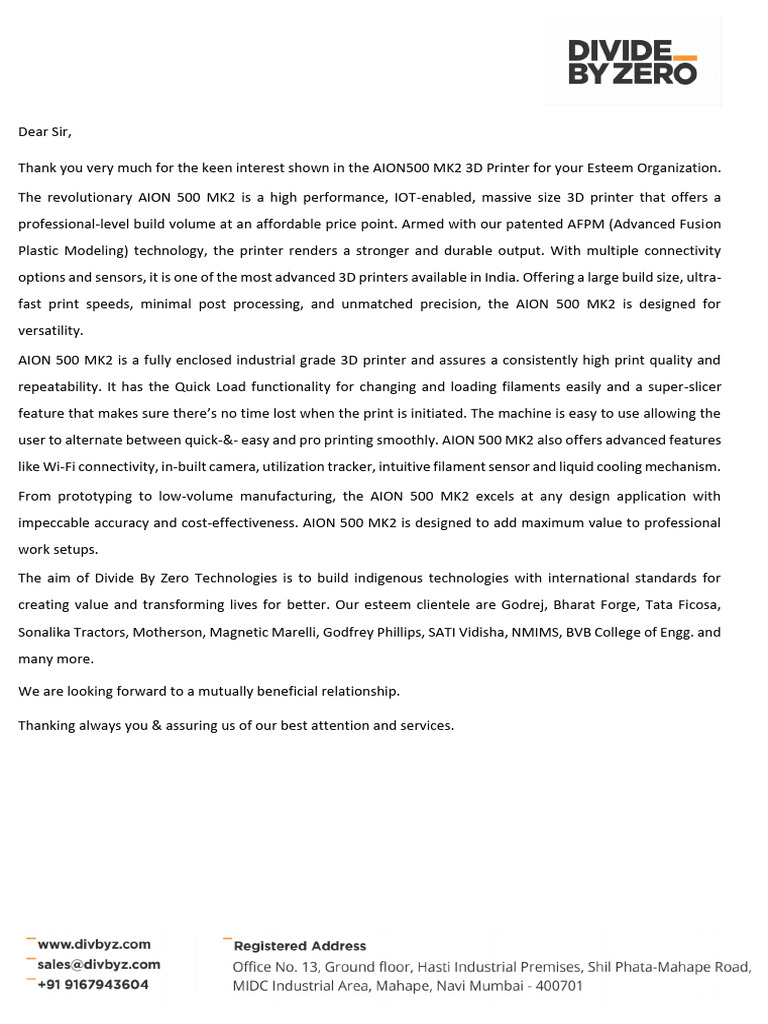 Logic Inside AION 500 MK2 Proposal - 2023 | PDF | 3 D Printing ...