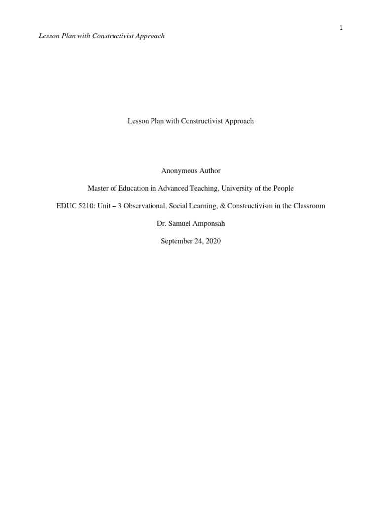 UDL Math Lesson Plan for Differentiation | PDF | Constructivism ...