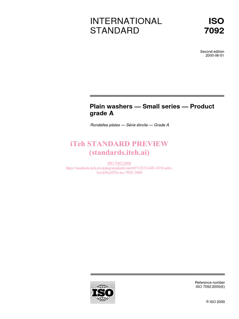 Plain Washer - IsO-7092 | PDF | Screw | International Organization For ...