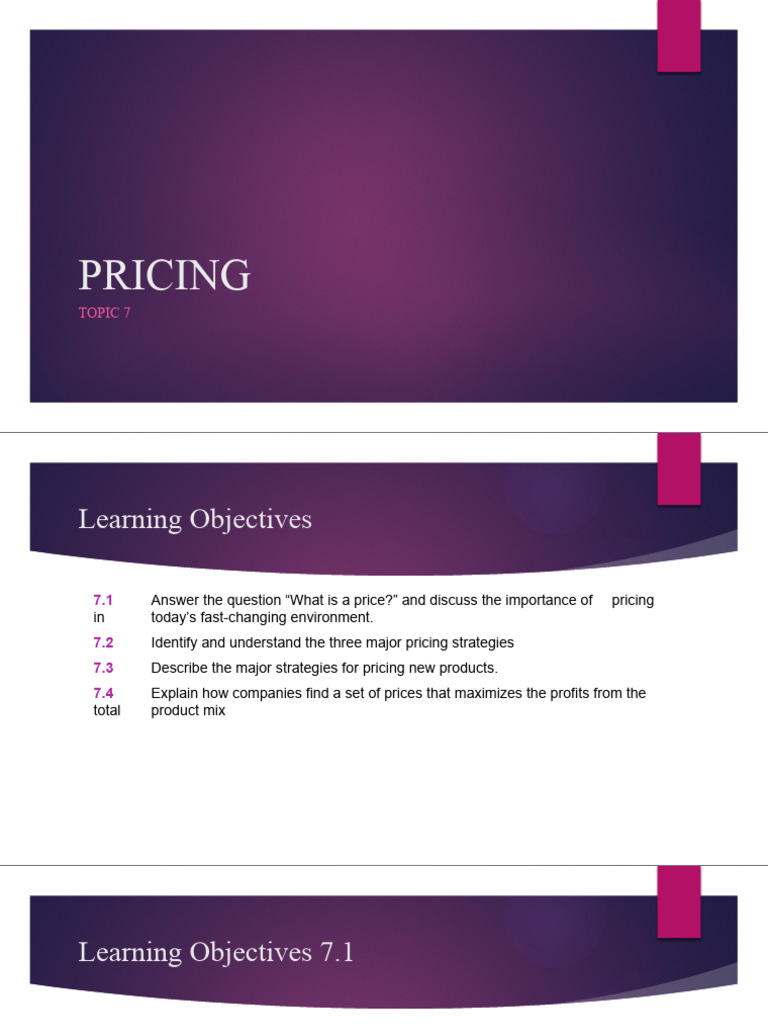 Topic 7 - Pricing Strategies | PDF | Pricing | Prices