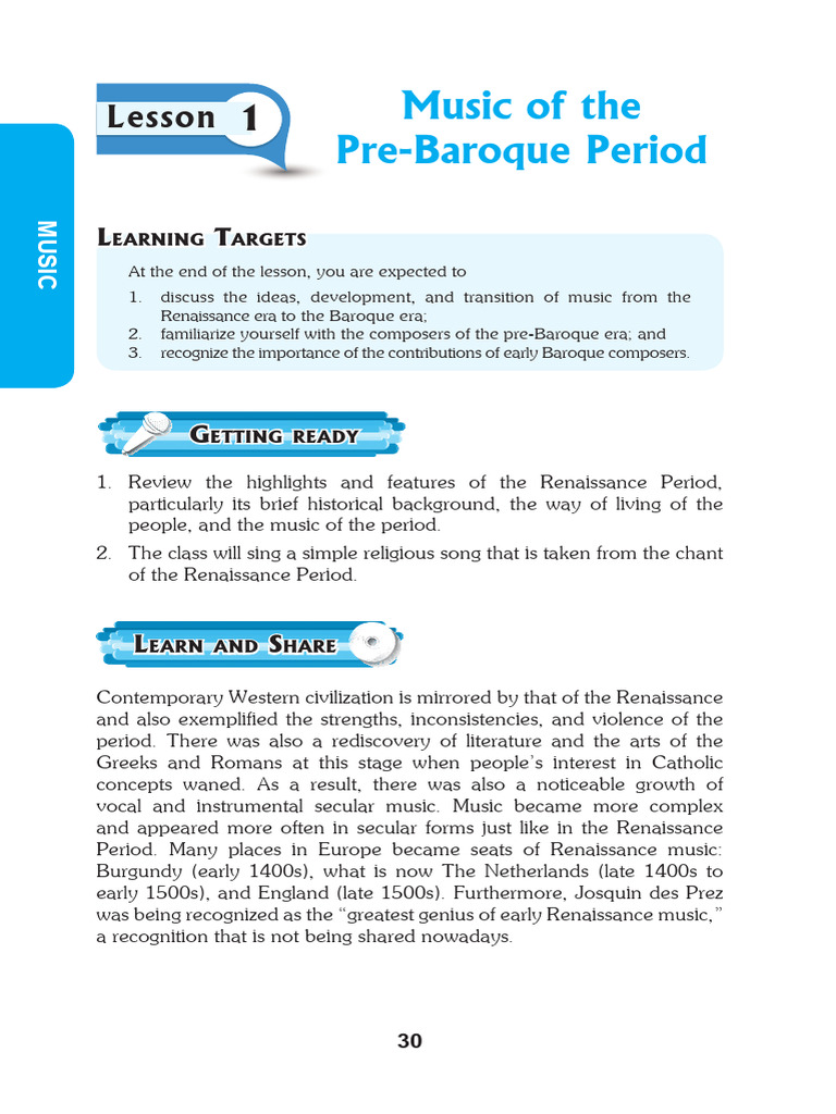 10 - Lesson 1 z33dTf | PDF | Baroque Music | Classical Music