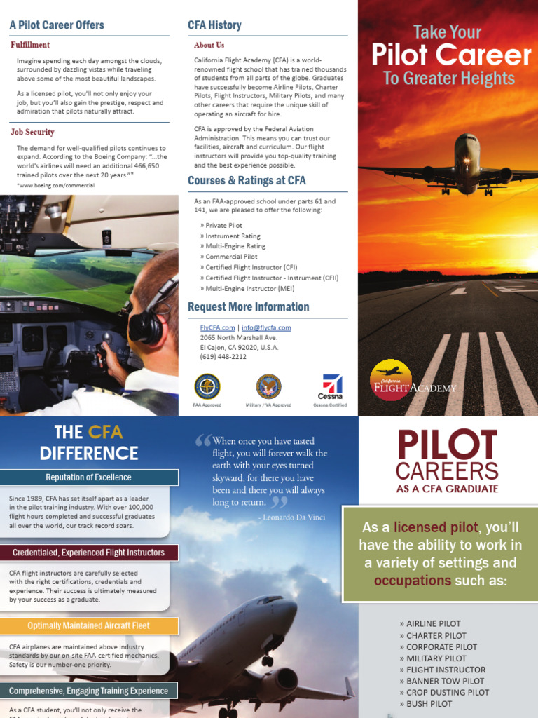 CFA Brochure ADA-1 | PDF | Flight Instructor | Aeronautics