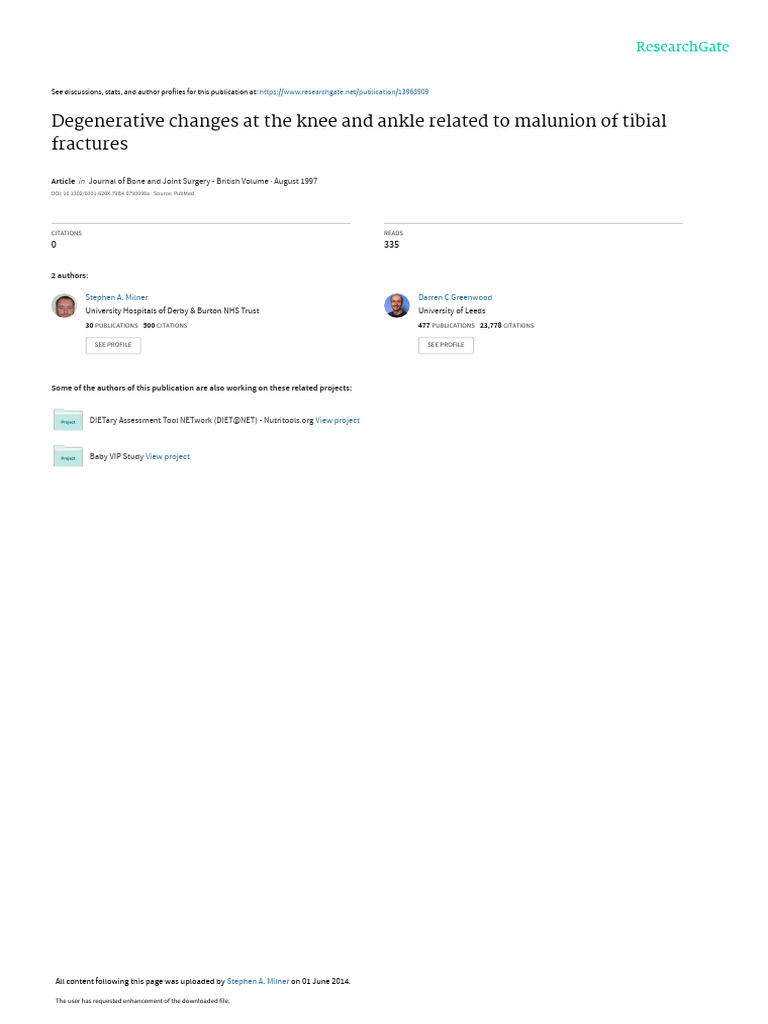 1997 Degenerative Changes at The Knee and Ankle Related To Malunion of ...