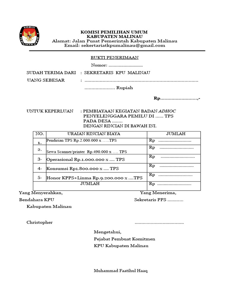 Contoh SPJ Penggunaan Dana TPS-Transfer | PDF