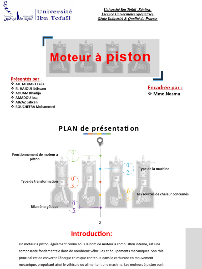 Presentation Moteur a Piston (1) | PDF | Piston | La combustion