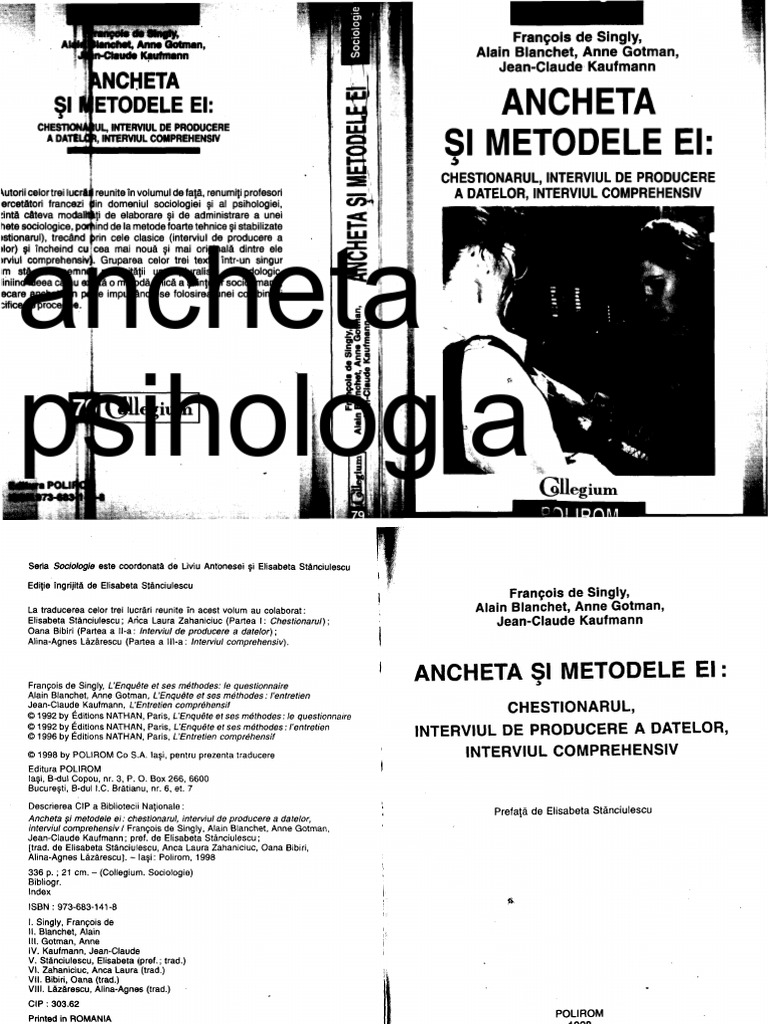 Francois de Singly - Ancheta Şi Metodele Ei | PDF
